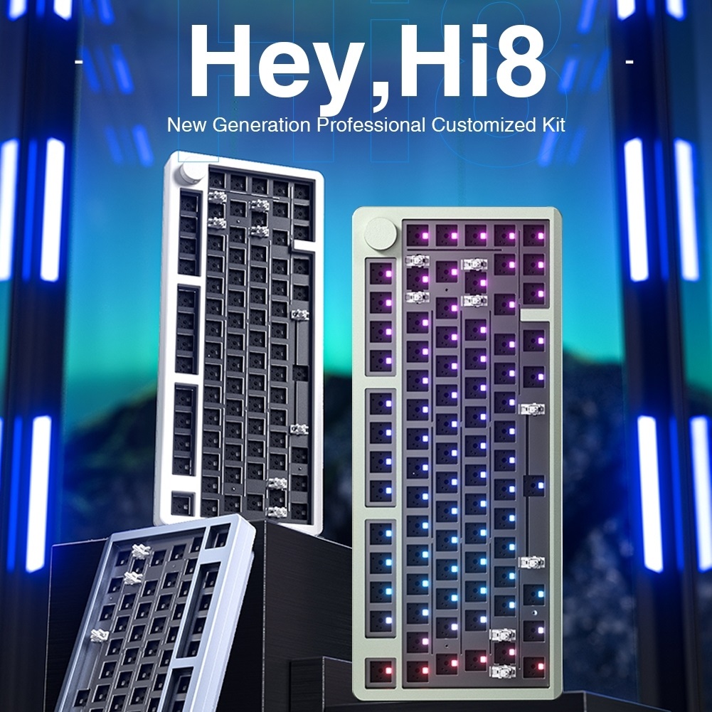 Bàn phím cơ nhôm LEOBOG Hi8 white 3 mode (Bluetooth - 2.4 hz - Wired) , Hotswap 5 pin Mạch Xuôi ...