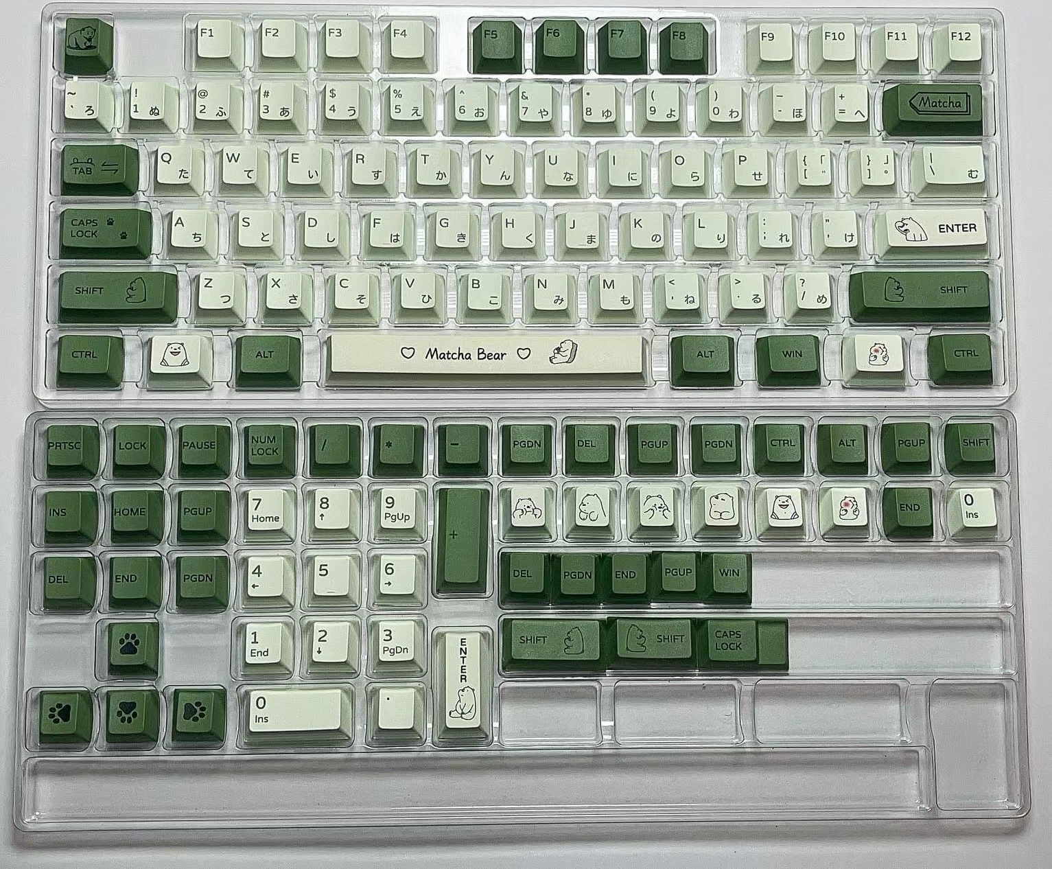 Bộ Keycap Xanh Lá - Keycap Matcha Bear 128 nút - profile cherry - nhưa ...